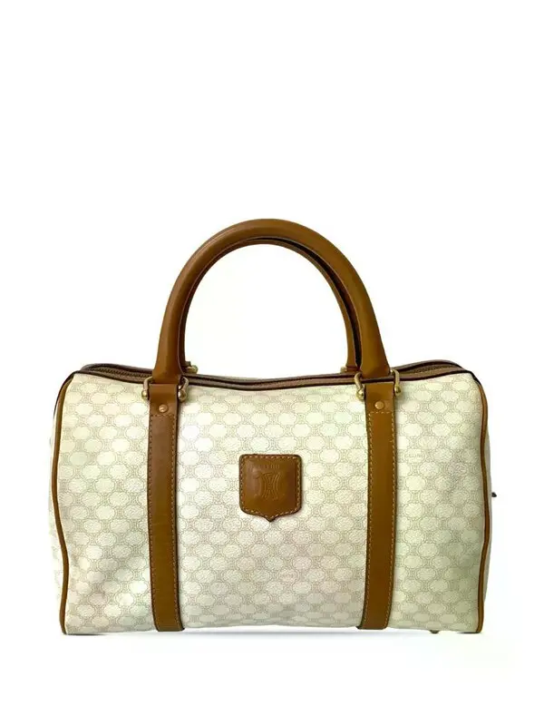 Celine 2010 Macadam Coated Canvas Boston Bag - White