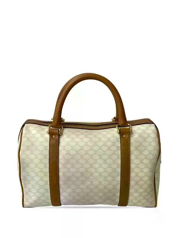 Celine 2010 Macadam Coated Canvas Boston Bag - White