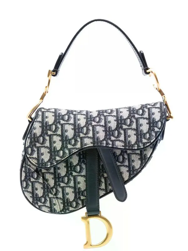 Dior Mini Oblique Canvas Saddle Bag - Blue