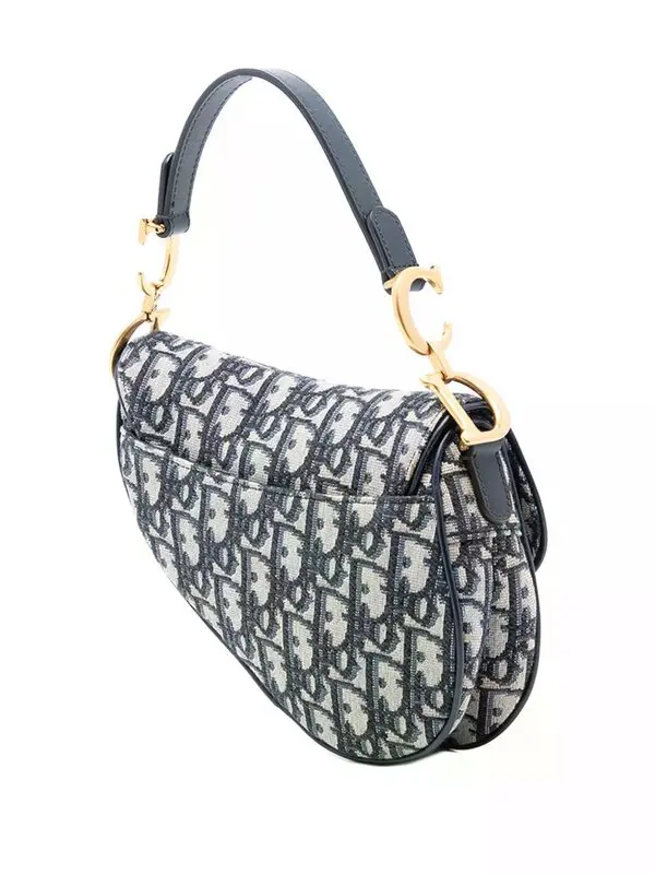 Dior Mini Oblique Canvas Saddle Bag - Blue