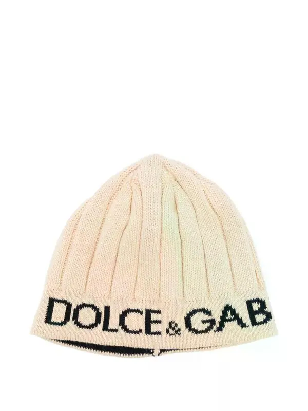 Dolce & Gabbana 2000s Logo-lettering Beanie Hat - Neutrals