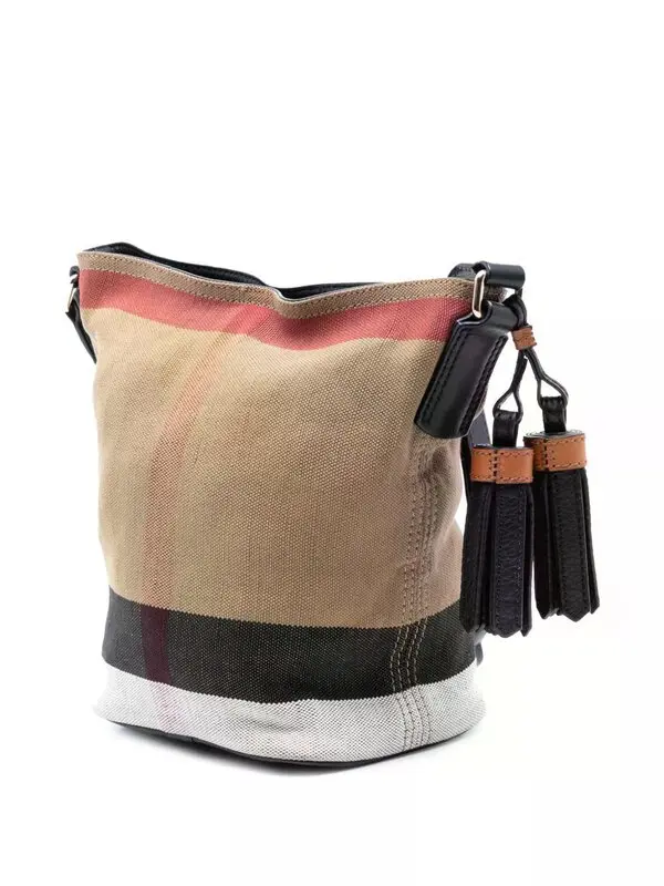 Burberry Mini Mega Check Ashby Tassel Bucket Bag
