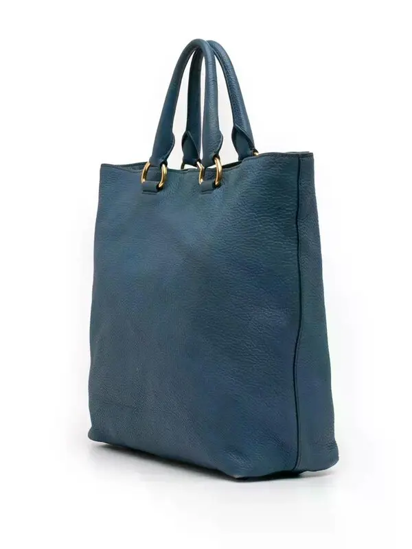 Prada Vitello Daino Open Convertible Tote Satchel 2000-2025 - Blue