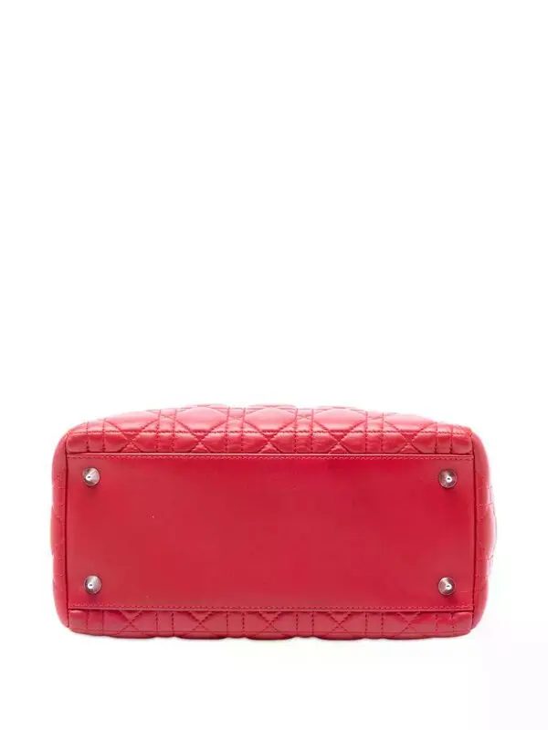 Dior 2012 Medium Lambskin Cannage Lady Satchel - Red