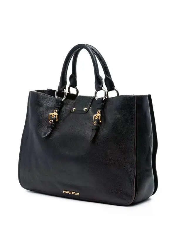 Miu Miu 2010-2025 Goatskin Madras Satchel - Black