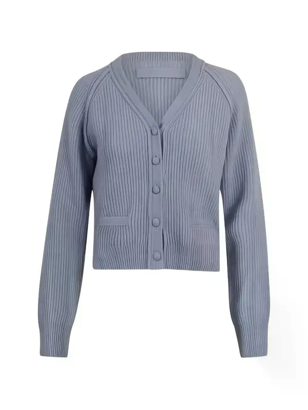 Victoria Beckham Ribbed Cardigan - Grey