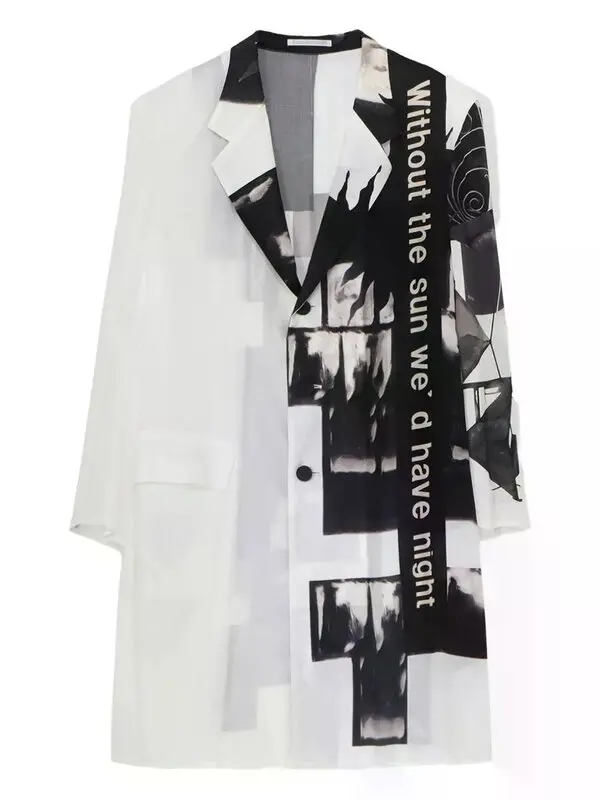 Yohji Yamamoto Abstract-print Coat - White