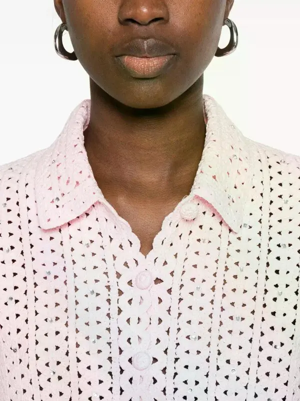 Maje Rhinestone Crochet Cardigan