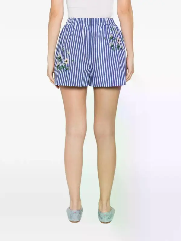 Maje Striped Floral Shorts - Blue