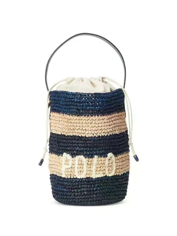 Polo Ralph Lauren Striped Raffia Bucket Bag