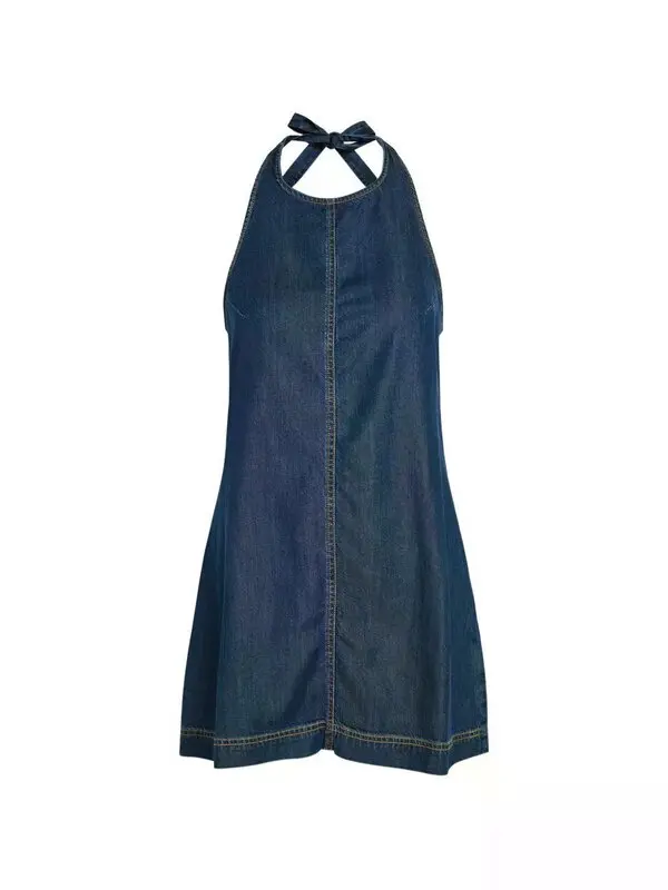 Good American Tie Neck Dress - Blue