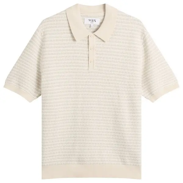 WAX LONDON Naples Mini Geo Knit Polo - Natural