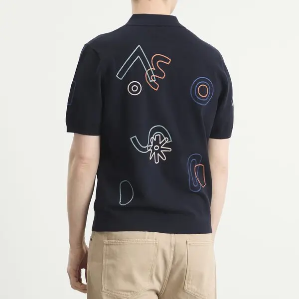 WAX LONDON Tellaro Shapes Embroidery Knit Shirt
