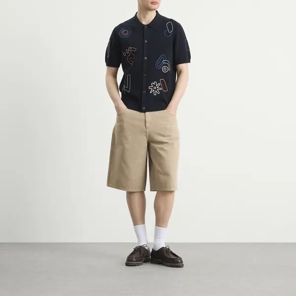 WAX LONDON Tellaro Shapes Embroidery Knit Shirt