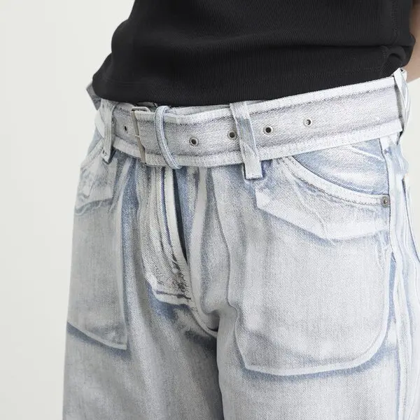 Acne Studios Page Blue Shadow Belted Jeans - Blue/white