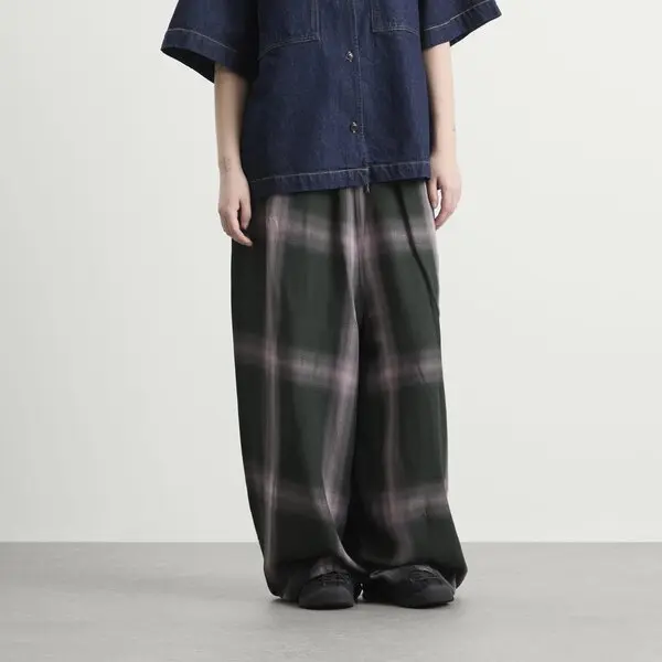 Needles H.d. Rayon Plaid Wide Leg Trousers