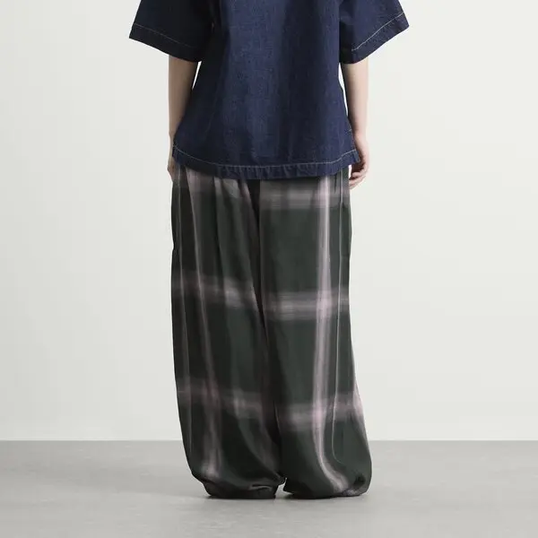 Needles H.d. Rayon Plaid Wide Leg Trousers