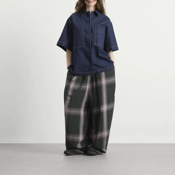 Needles H.d. Rayon Plaid Wide Leg Trousers