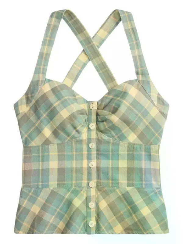 Ralph Lauren Plaid Buttoned Top - Green