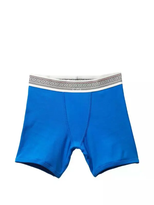 Versace Ribbed Cotton-jersey Trunks - Blue