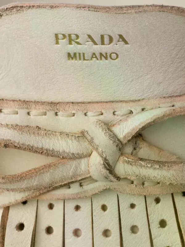 Prada Fringed Leather Slingback Pumps