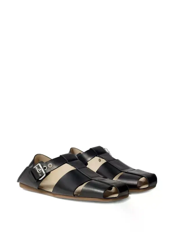 LEMAIRE Fisherman Slip-on Leather Sandals With Buckle Fastening