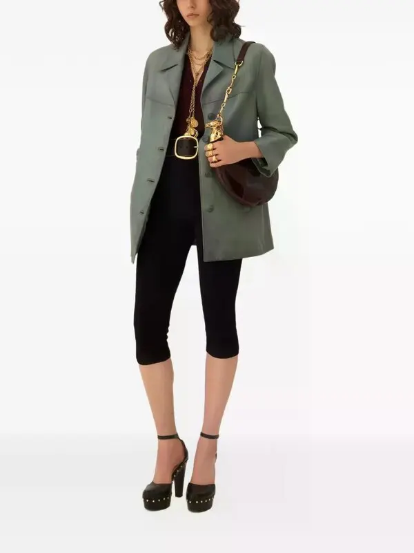 Chloé Buttoned Leather Coat - Blue
