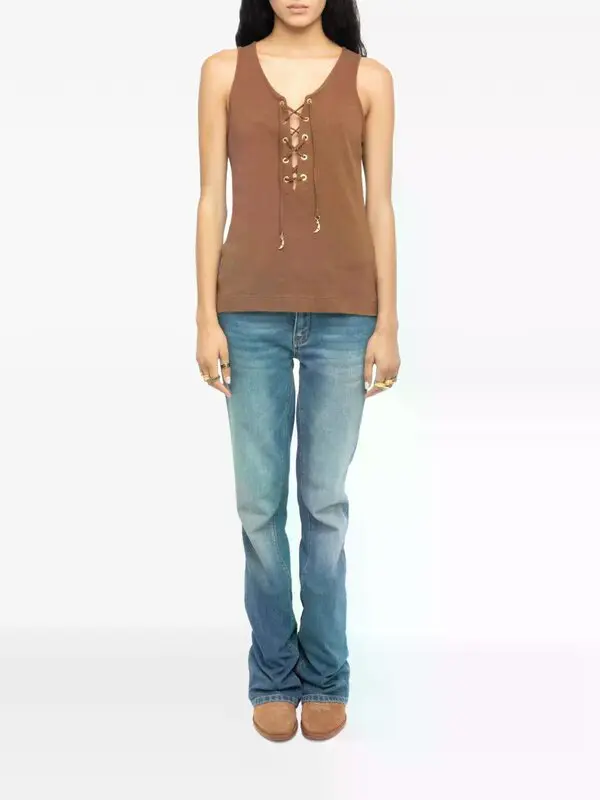 Zadig&Voltaire Eyelet Ana Lin Lave Top - Brown