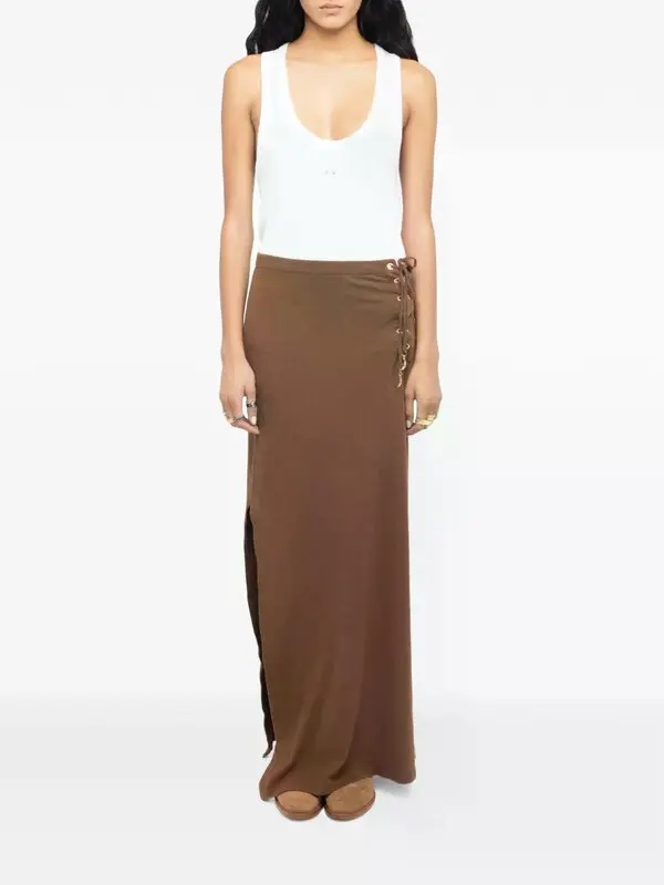 Zadig&Voltaire Lace-up Side Slit Skirt - Brown