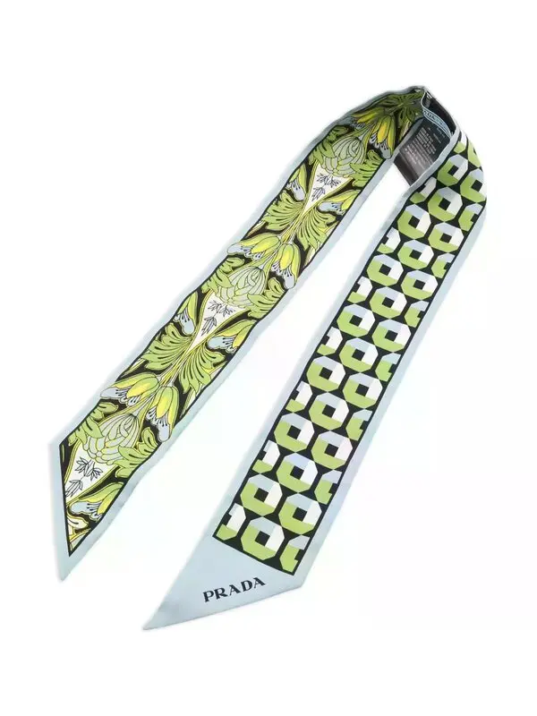 Prada 2010s Floral-print Scarf - Blue