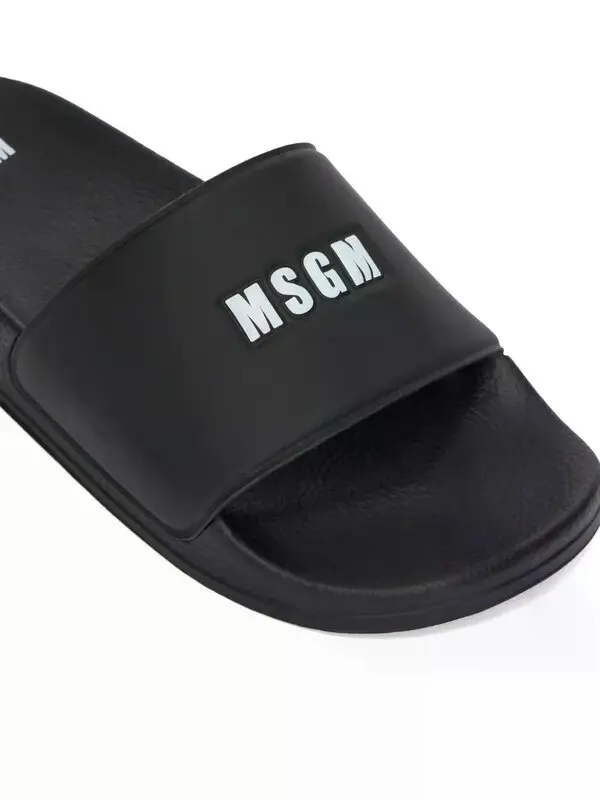 MSGM Logo Detail Open-toe Slides - Black