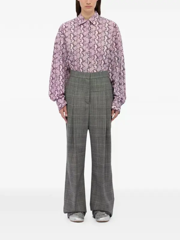 MSGM Plaid Wide-leg Trousers - Grey