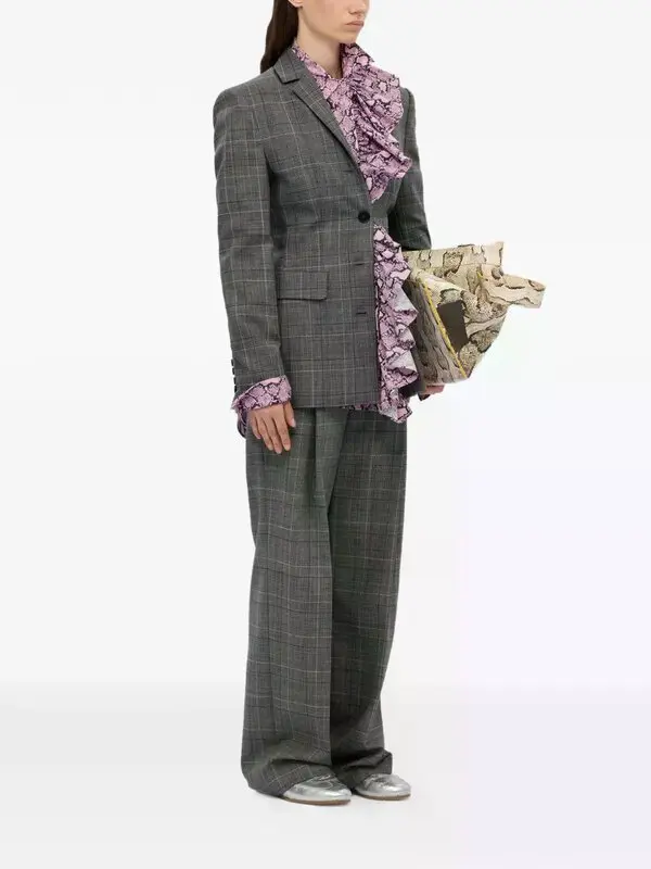 MSGM Plaid Wide-leg Trousers - Grey
