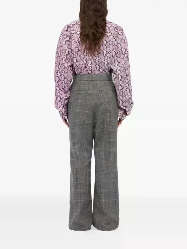 MSGM Plaid Wide-leg Trousers - Grey