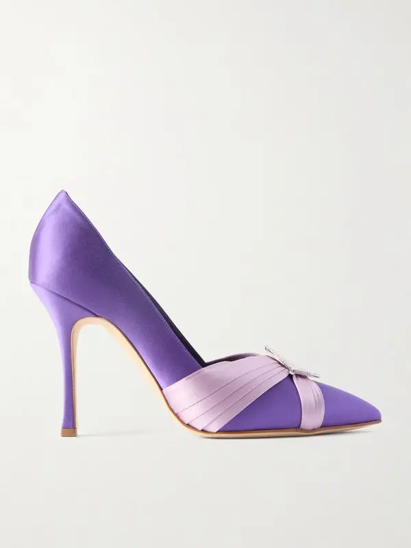 Manolo Blahnik Viera Embellished Two-tone Pumps - Purple