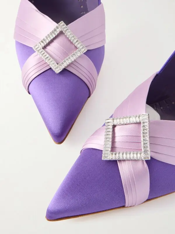 Manolo Blahnik Viera Embellished Two-tone Pumps - Purple
