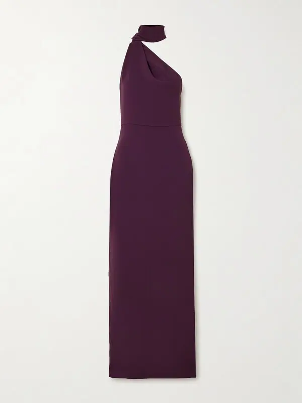 Solace London Demi One-shoulder Crepe Gown - Purple
