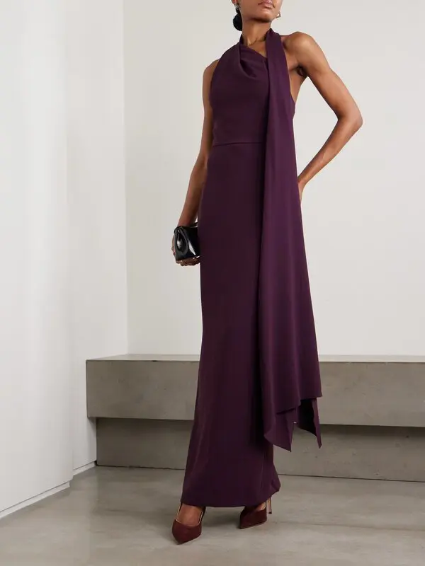 Solace London Demi One-shoulder Crepe Gown - Purple