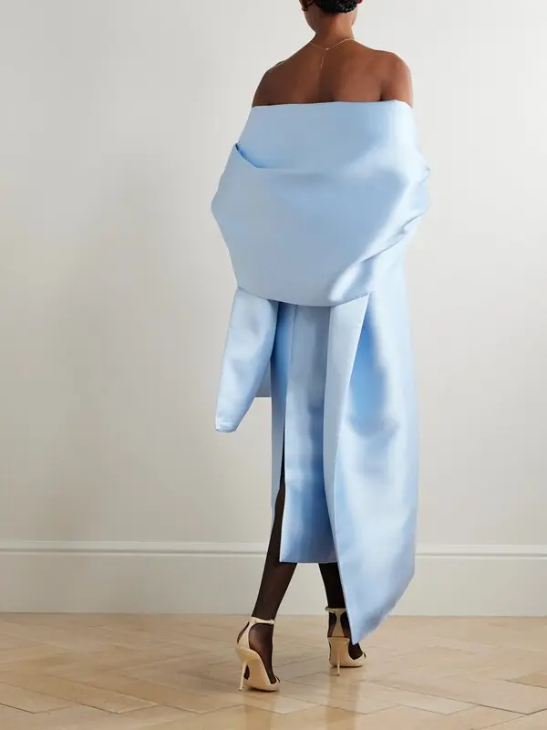 Solace London Renee Cape-effect Satin Midi Dress