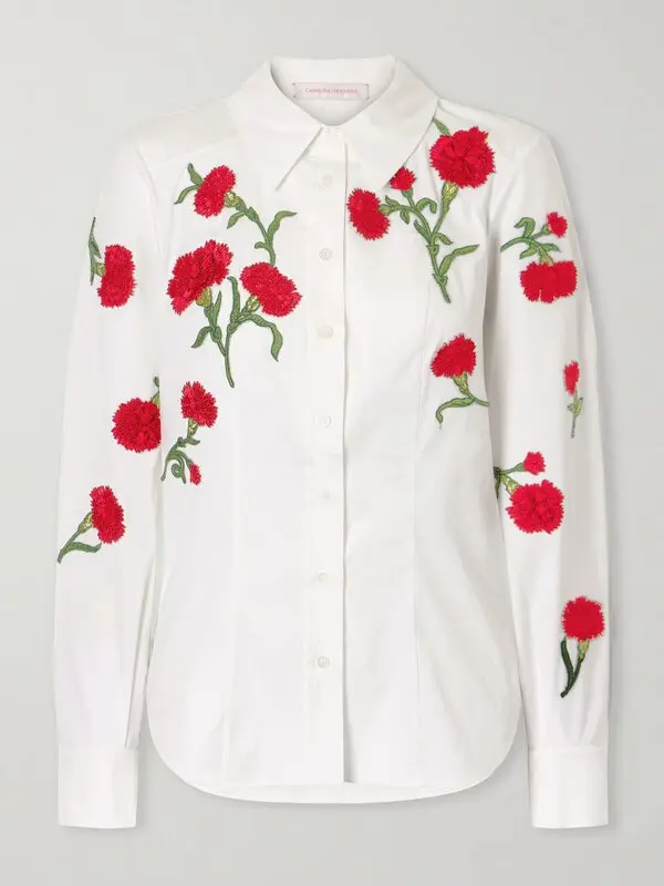 Carolina Herrera Isabela Floral Appliquéd Shirt