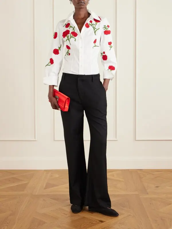 Carolina Herrera Isabela Floral Appliquéd Shirt