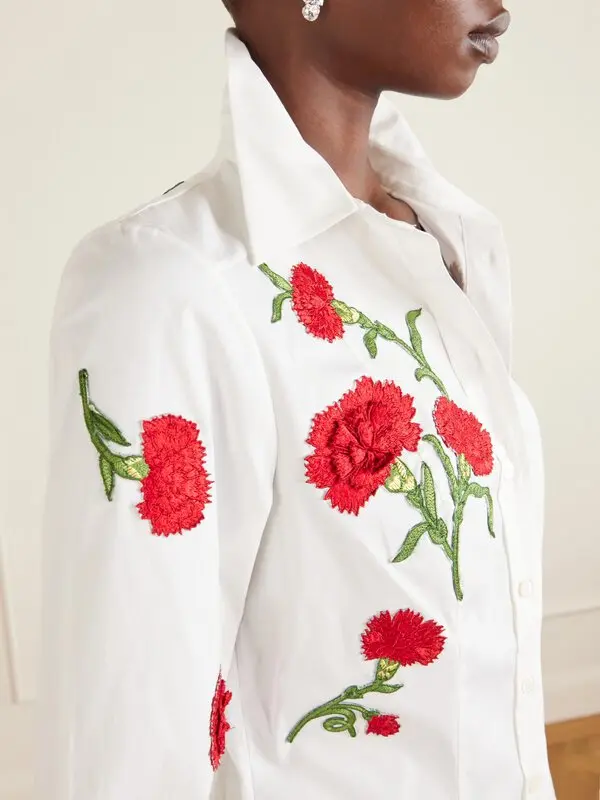 Carolina Herrera Isabela Floral Appliquéd Shirt