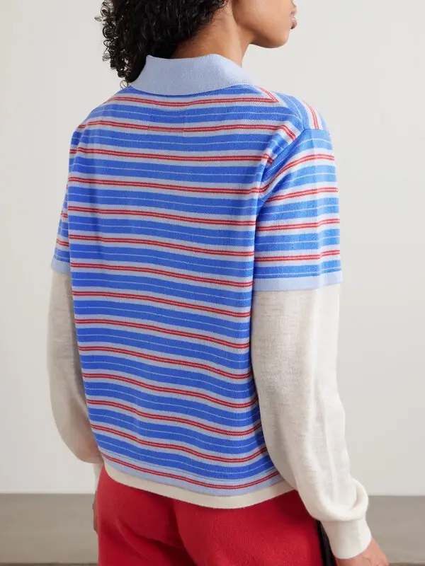 Guest In Residence Layered Striped Cashmere Polo Shirt