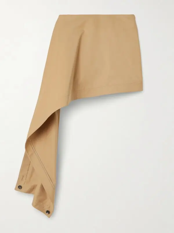 Loewe Asymmetric Cotton And Silk-blend Mini Skirt - Neutrals