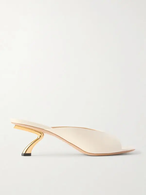 FERRAGAMO Igea Leather Mules - White