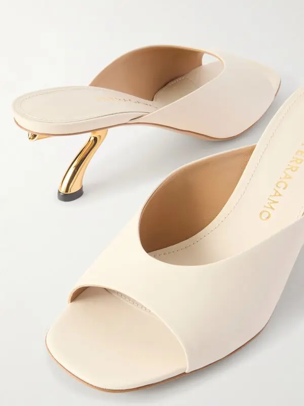 FERRAGAMO Igea Leather Mules - White