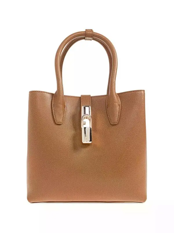 Furla Goccia Small Tote Bag With Lock - Brown