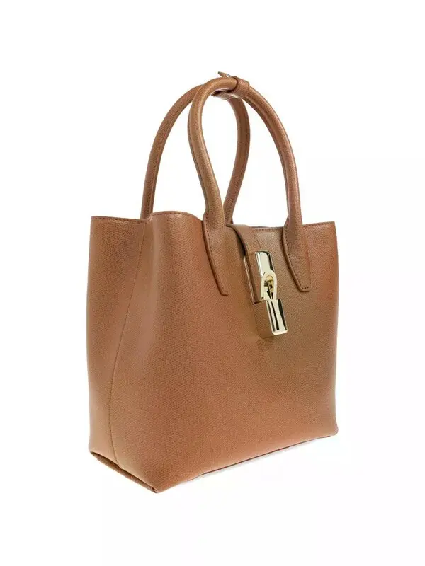 Furla Goccia Small Tote Bag With Lock - Brown