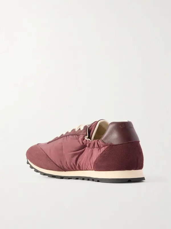 Le Monde Beryl Slim Runner Shell And Suede Sneakers - Burgundy