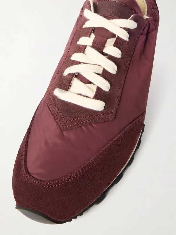 Le Monde Beryl Slim Runner Shell And Suede Sneakers - Burgundy